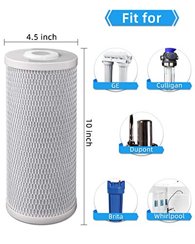 Fil-fresh 10" x 4.5" Whole House Water Filter 5 Micron Activated Carbon Water Filter Cartridge Replacement Compatible with DuPont WFHDC8001, Pelican CB-BB-10, EPM, EP-BB, 2 Pack