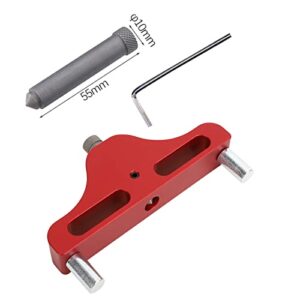 Walfront 95mm Center Scriber Line Scriber Aluminum Alloy Woodworking Marking Tool Marking Center Finder Tool Wood Scribe Marking Gauge Fits 10mm Thick Pen Blue/Red(Red)