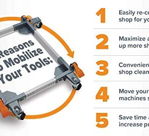 Bora Portamate Mobile Base PM-3800 with High Clearance 5” Wheels – Universal, Heavy Duty, Adjustable Rolling Kit, Floor Dolly Roller for Equipment, Power Tools, Machines- 1500 lb Capacity