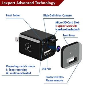 LEXPERT Spy Camera Charger - Hidden Camera - Premium Pack - HD 1080P - Best Mini Spy Camera - USB Charger Camera - Secret Camera - Nanny Cam - Small Cameras for Spying - Surveillance Camera Full HD