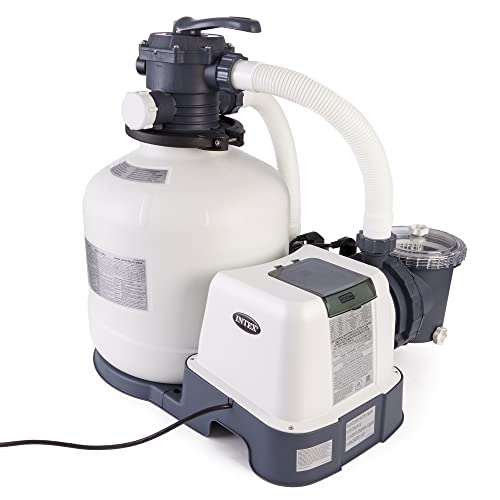 Intex 3000 GPH Sand Filter Pump, Automatic Vacuum Cleaner and Wall Mounted Skimmer Maintenance Set for Above Ground Outdoor Swimming Pools