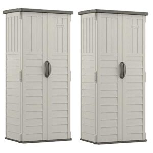 suncast 22 cubic feet resin versatile vertical storage shed building (2 pack)