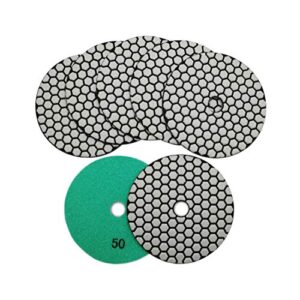 shdiatool 5 inch dry diamond polishing pads grit 50 for granite marble quartz(7-pack)