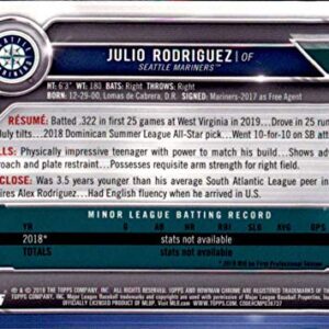 2019 Bowman Chrome Draft #BDC-60 Julio Rodriguez RC Rookie Seattle Mariners MLB Baseball Trading Card