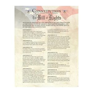 usa constitution & bill of rights - patriotic wall decor poster print, this parchment replica with american flag wall art poster print is ideal for home, office, & school wall art unframed -11x14"