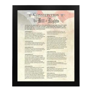 USA Constitution & Bill of Rights - Patriotic Wall Decor Poster Print, This Parchment Replica With American Flag Wall Art Poster Print Is Ideal For Home, Office, & School Wall Art Unframed -11x14"