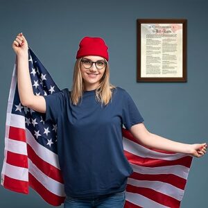 USA Constitution & Bill of Rights - Patriotic Wall Decor Poster Print, This Parchment Replica With American Flag Wall Art Poster Print Is Ideal For Home, Office, & School Wall Art Unframed -11x14"