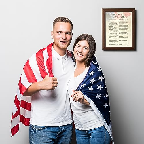 USA Constitution & Bill of Rights - Patriotic Wall Decor Poster Print, This Parchment Replica With American Flag Wall Art Poster Print Is Ideal For Home, Office, & School Wall Art Unframed -11x14"