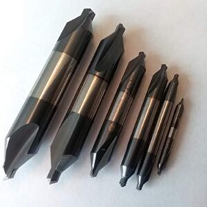 6pcs Solid Carbide Center Drills Tialn Coated #1,#2,#3,#4,#5,#6, 530-CTN