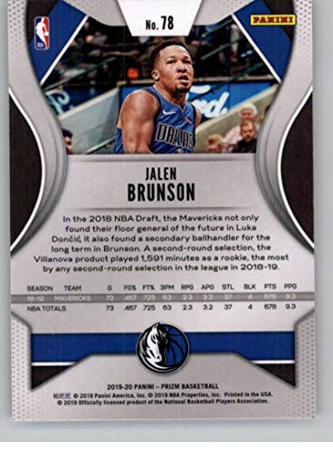 2019-20 Prizm NBA #78 Jalen Brunson Dallas Mavericks Official Panini Basketball Trading Card