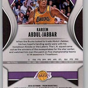 2019-20 Prizm NBA #20 Kareem Abdul-Jabbar Los Angeles Lakers Official Panini Basketball Trading Card