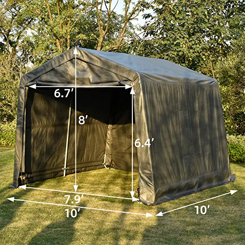 Wonline Carport Auto Shelter 10x10x8ft Portable Outdoor Car Garage Storage Shed Canopy for Cars Gray