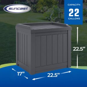 Suncast 22 Gallon Indoor or Outdoor Backyard Patio Small Storage Deck Box with Attractive Bench Seat and Reinforced Lid, Stone (2 Pack)