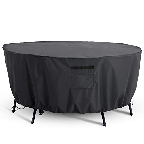 Tempera Patio Round Furniture Cover , Anti-Fading and UV Resistant Sectional Sofa , Outdoor Table Cover Waterproof , 84''D x 27.8''H,Space Grey