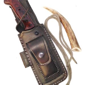 Ottoza Handmade Leather Knife Sheath SIDE DRAW Knife Sheath - Bushcraft Knife Sheath - Hunting Knife Sheath - Survival Knife Sheath - Vertical Knife Sheath Dark Brown TOP GRAIN LEATHER No:207