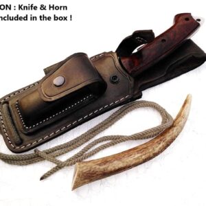 Ottoza Handmade Leather Knife Sheath SIDE DRAW Knife Sheath - Bushcraft Knife Sheath - Hunting Knife Sheath - Survival Knife Sheath - Vertical Knife Sheath Dark Brown TOP GRAIN LEATHER No:207