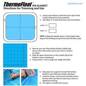 Spa Depot Thermo-Float 16-mil 8ft x 8ft Hot Tub Bubble Cover Floating Spa Blanket - trimmable Heavy-Duty Insulating Solar Heating