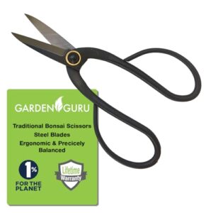 garden guru professional bonsai scissors 200mm - traditional butterfly bonsai pruner shear for precise trimming pruning and deadheading of flowers plants, japanese bonsai garden tools