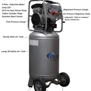 California Air Tools 20020 Ultra Quiet & Oil-Free Air Compressor 2.0 Hp, 20.0 Gal. Steel Tank Air Compressor