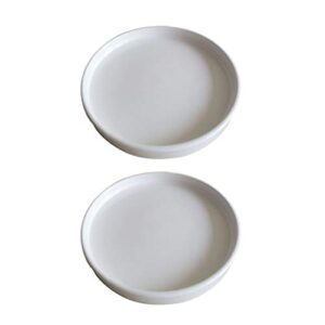 sersberg 7.3 inch round ceramic plant saucer for succulent planter set of 2,white