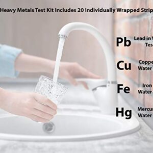 Heavy Metals Water Test Kit - Drinking Water Test Strips with eBook - Quick and Accurate Testing Kits for Drinking Water - Test Iron, Copper, Mercury, and Lead - 20 Test Strips by JNW Direct