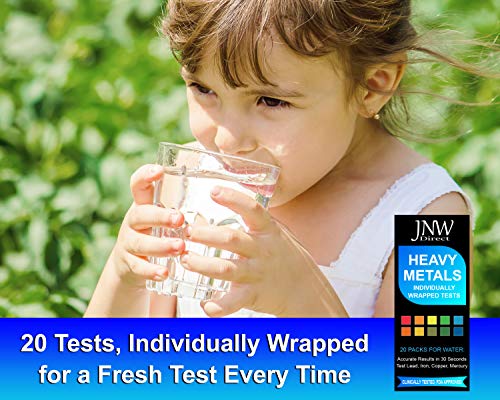 Heavy Metals Water Test Kit - Drinking Water Test Strips with eBook - Quick and Accurate Testing Kits for Drinking Water - Test Iron, Copper, Mercury, and Lead - 20 Test Strips by JNW Direct