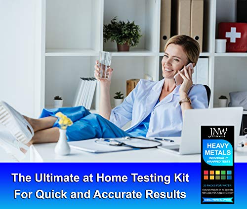 Heavy Metals Water Test Kit - Drinking Water Test Strips with eBook - Quick and Accurate Testing Kits for Drinking Water - Test Iron, Copper, Mercury, and Lead - 20 Test Strips by JNW Direct