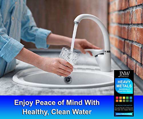 Heavy Metals Water Test Kit - Drinking Water Test Strips with eBook - Quick and Accurate Testing Kits for Drinking Water - Test Iron, Copper, Mercury, and Lead - 20 Test Strips by JNW Direct