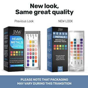 Heavy Metals Water Test Kit - Drinking Water Test Strips with eBook - Quick and Accurate Testing Kits for Drinking Water - Test Iron, Copper, Mercury, and Lead - 20 Test Strips by JNW Direct