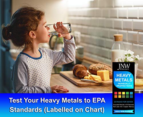 Heavy Metals Water Test Kit - Drinking Water Test Strips with eBook - Quick and Accurate Testing Kits for Drinking Water - Test Iron, Copper, Mercury, and Lead - 20 Test Strips by JNW Direct