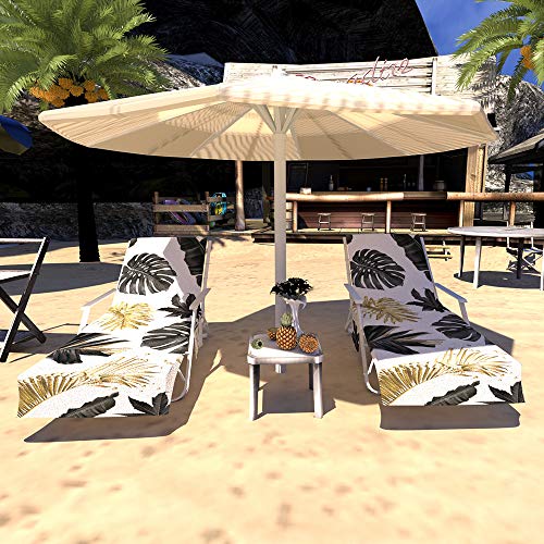 Beach Chair Towel with Side Pockets,Microfiber Chaise Lounge Chair Towel Covers,Pool Lounge Chair Cover,Outdoor Sun Bed Beach Chair Covers for Sun Lounger Pool Sunbathing Beach Hotel Vacation