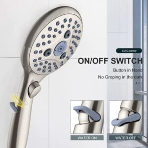 SunCleanse Shower System, Bathroom Rainfall Shower Faucet Set Complete with 7-Setting Handheld Shower Head Combo, Included Rough in Valve and Trim Kit, Brushed Nickel