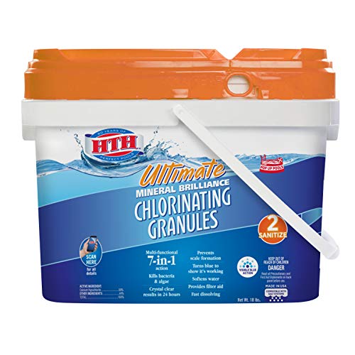 HTH 22008 Ultimate Mineral Brilliance Chlorinating Granules for Swimming Pools, 18 lbs