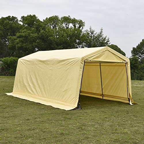 Bestmart 10x20ft Heavy Duty Carport with Sidewalls, Portable Shed Outdoor Storage Shed Canopy,Beige