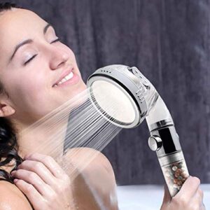 Nosame® Shower Head Ⅲ，High Pressure Water Saving 3 Mode with ON/Off Pause Function Spray Filter Filtration RV Handheld Showerheads 1.6 GPM for Dry Skin & Hair Spa