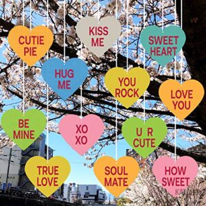 katchon, felt valentine conversation hearts decor - pack of 12, no diy | valentines day decor | valentines decorations outdoor | conversation hearts decorations | valentine window decorations