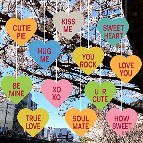 KatchOn, Felt Valentine Conversation Hearts Decor - Pack of 12, No DIY | Valentines Day Decor | Valentines Decorations Outdoor | Conversation Hearts Decorations | Valentine Window Decorations