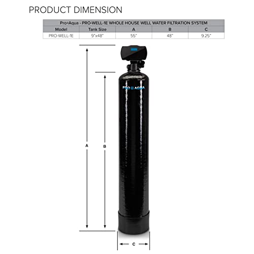 PRO+AQUA Heavy Duty Whole House Well Water Filter System - 100,000 Grains, 99% Effective, Easy Installation, 5-Year Warranty