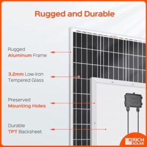 RICH SOLAR 200 Watts 12 Volt Monocrystalline Solar Kit