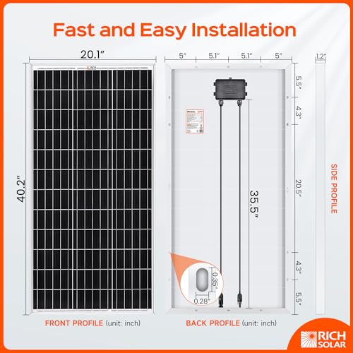 RICH SOLAR 200 Watts 12 Volt Monocrystalline Solar Kit