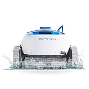 dolphin proteus dx3 robotic pool vacuum cleaner — wall climbing capability — powerful active scrubbing brush — ideal for all pool types up to 33 ft in length