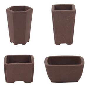 happy bonsai 4 pc zisha mini bonsai pots 2" width