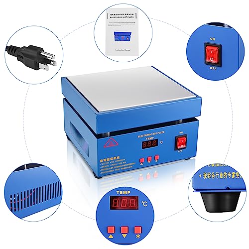 Soiiw Upgraded 110V 850W Soldering Hot Plate LED Microcomputer Electric Preheat Soldering Station Welder Hot Plate Rework Heater Lab 200X200mm Plate