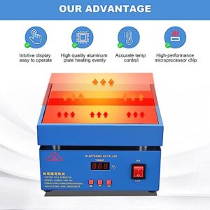 Soiiw Upgraded 110V 850W Soldering Hot Plate LED Microcomputer Electric Preheat Soldering Station Welder Hot Plate Rework Heater Lab 200X200mm Plate