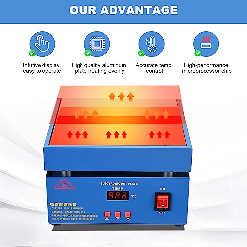 Soiiw Upgraded 110V 850W Soldering Hot Plate LED Microcomputer Electric Preheat Soldering Station Welder Hot Plate Rework Heater Lab 200X200mm Plate