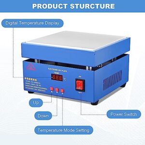 Soiiw Upgraded 110V 850W Soldering Hot Plate LED Microcomputer Electric Preheat Soldering Station Welder Hot Plate Rework Heater Lab 200X200mm Plate