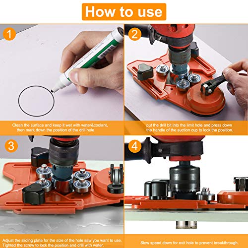 THINKWORK Diamond Drill Bits, Hollow Drill Hole Saw Set, 10-Piece Tile Opener with Hole Saw Guidance Fixture, Suitable for Ceramic, Glass, Tile, Porcelain, Marble