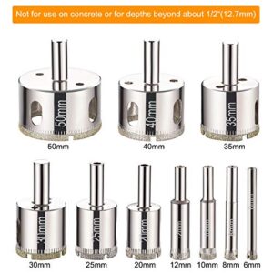 THINKWORK Diamond Drill Bits, Hollow Drill Hole Saw Set, 10-Piece Tile Opener with Hole Saw Guidance Fixture, Suitable for Ceramic, Glass, Tile, Porcelain, Marble