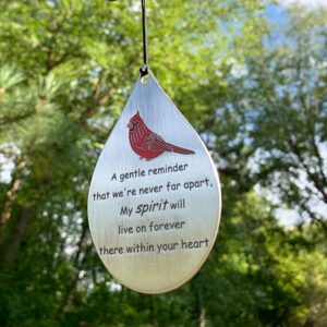 Memorial Cardinal Wind Chime Gift Large 34 inch Deep Tone Gifts After the Loss of a Loved One for Outdoor Porch Patio Windchimes or Memorial Gardens