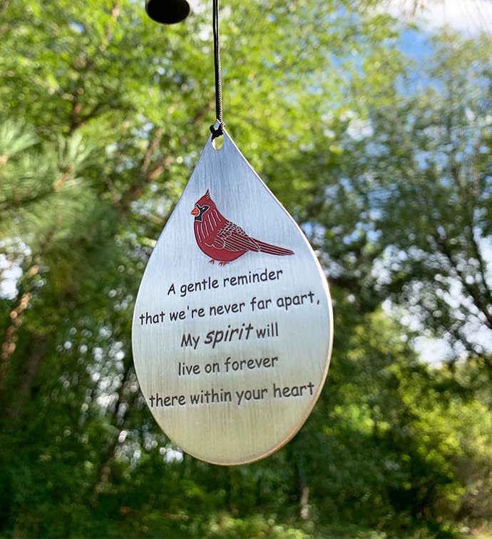 Memorial Cardinal Wind Chime Gift Large 34 inch Deep Tone Gifts After the Loss of a Loved One for Outdoor Porch Patio Windchimes or Memorial Gardens